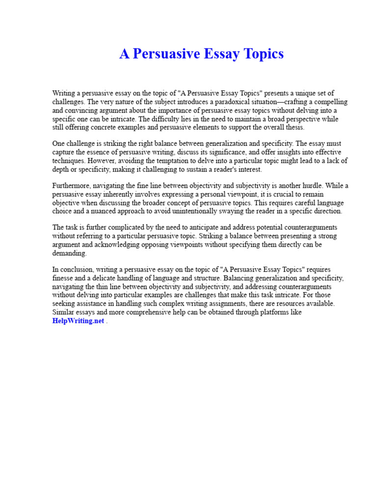 A Persuasive Essay Topics | PDF | Cannabis (Drug)