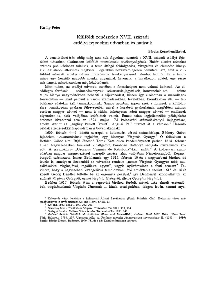 Király Péter Erdélyi Zenészek | PDF