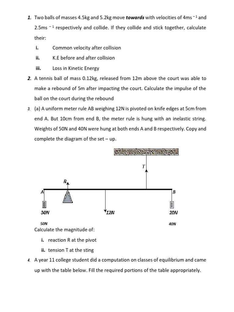 Practice Questions Yr 11 Physics | PDF | Collision | Classical Mechanics