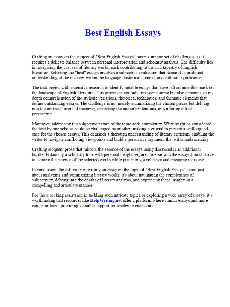 Best English Essays | Download Free PDF | Essays | Probation