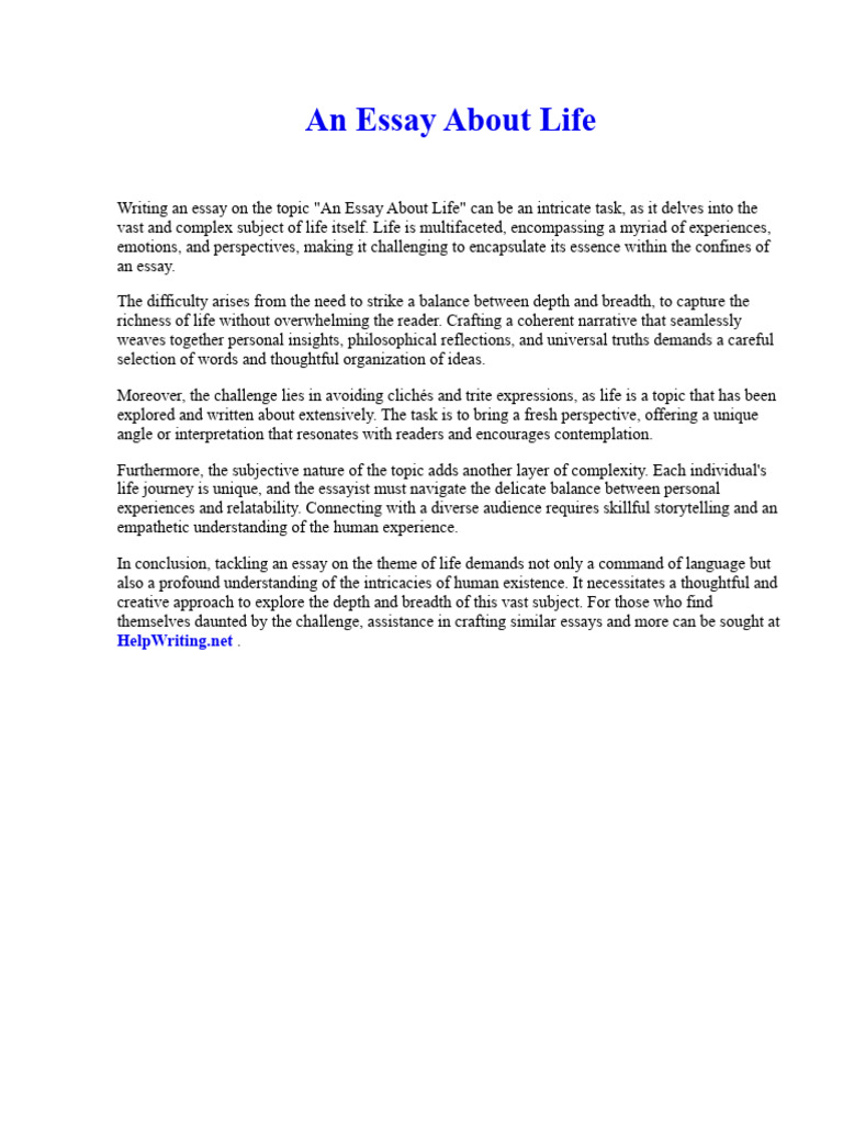 An Essay About Life | PDF | Essays