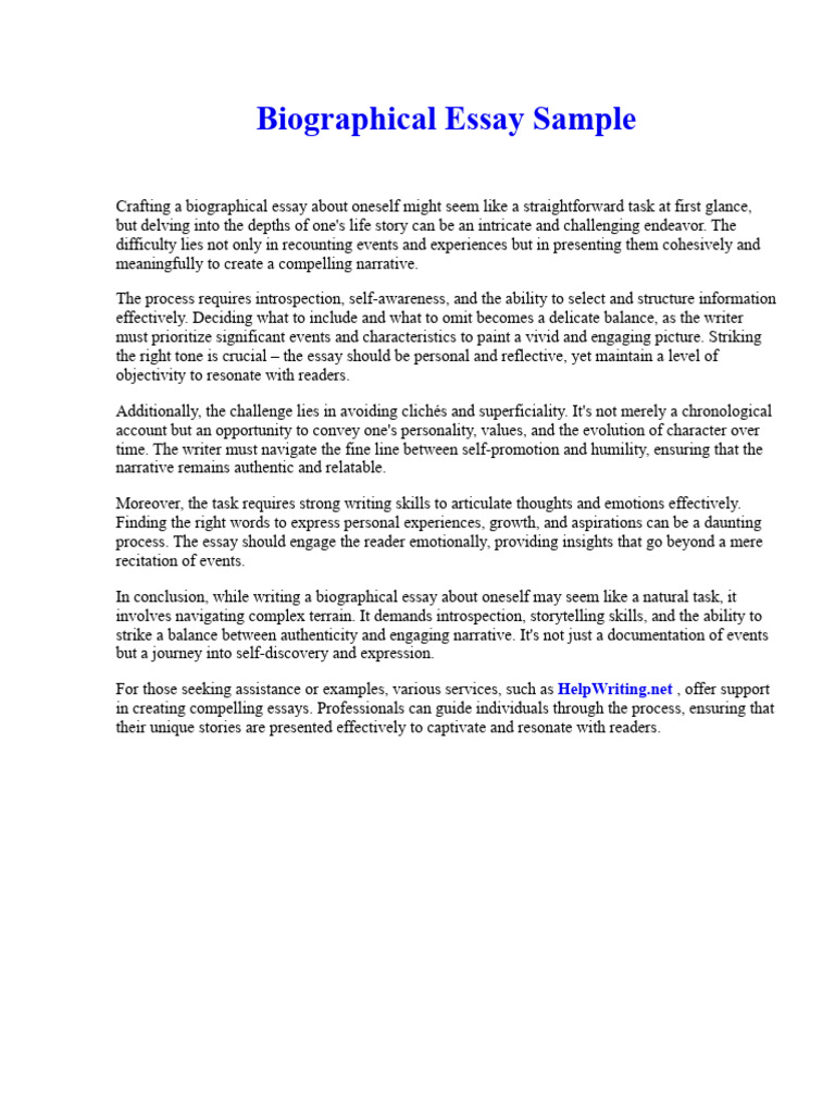 Biographical Essay Sample | Download Free PDF | European Union | Essays