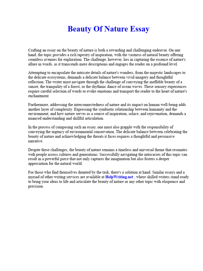 Beauty of Nature Essay | PDF | Tibet | Nature