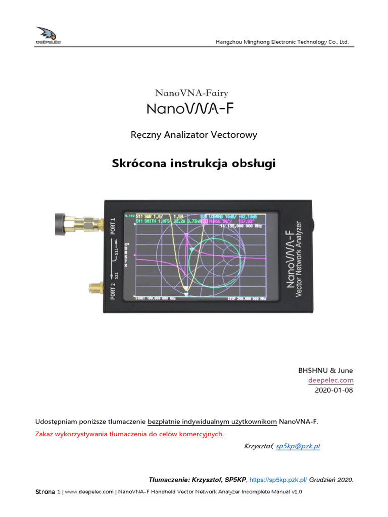 NanoVNA-F INSTR PL WG SP5KP | PDF