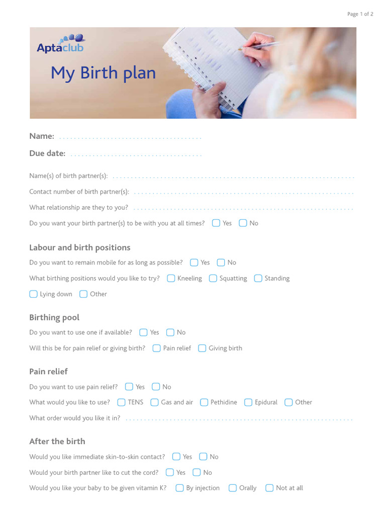 Birth Plan | Download Free PDF | Childbirth | Human Development