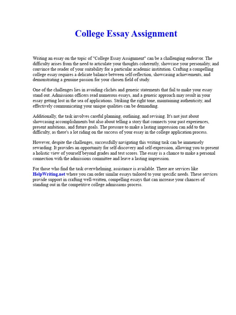 College Essay Assignment | PDF | United States Department Of Homeland ...