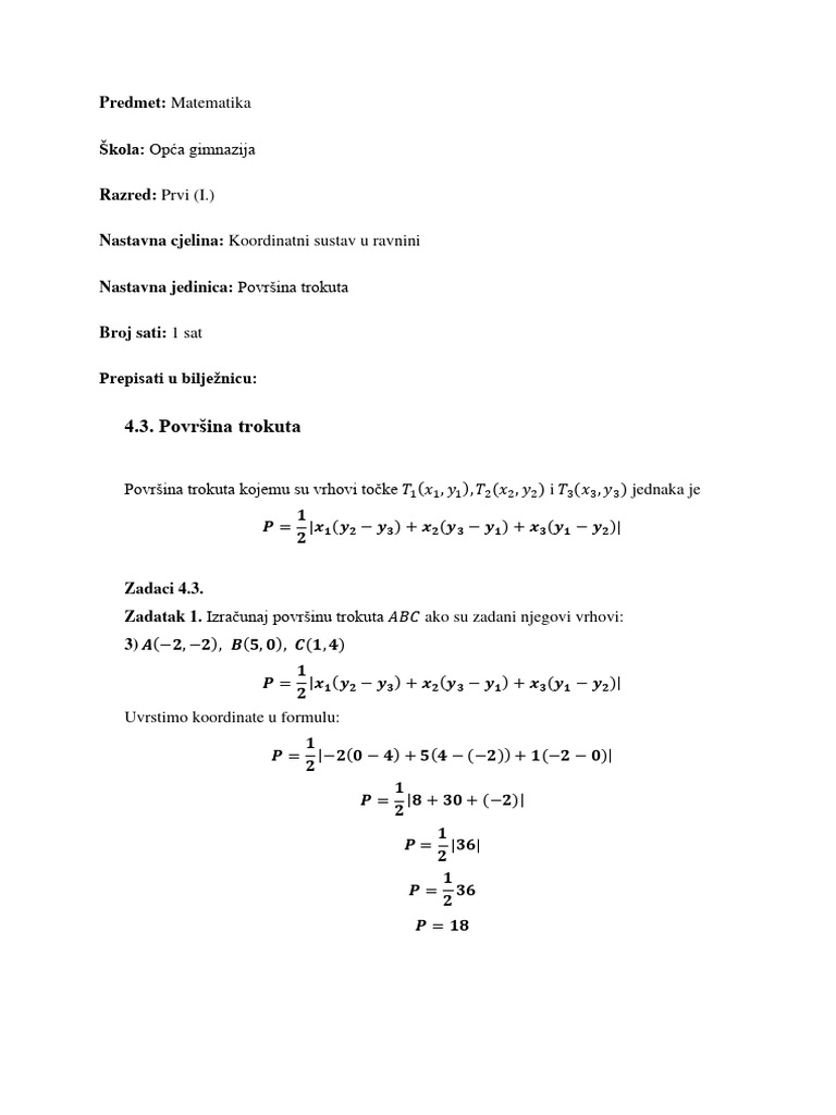 Lekcija 2. POVRŠINA TROKUTA | PDF