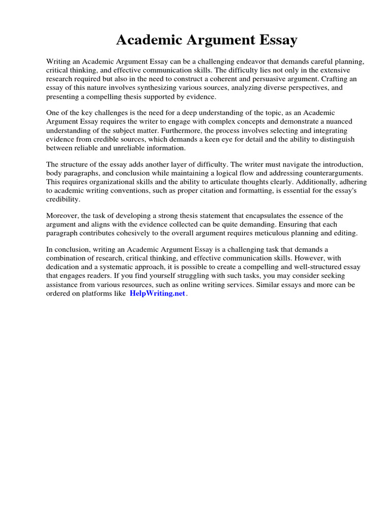 Academic Argument Essay | PDF | World Wide Web | Internet & Web