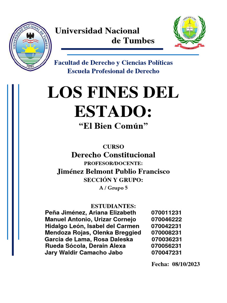 Los Fines Del Estado: El Bien Común | PDF | Estado (política) | Judicaturas