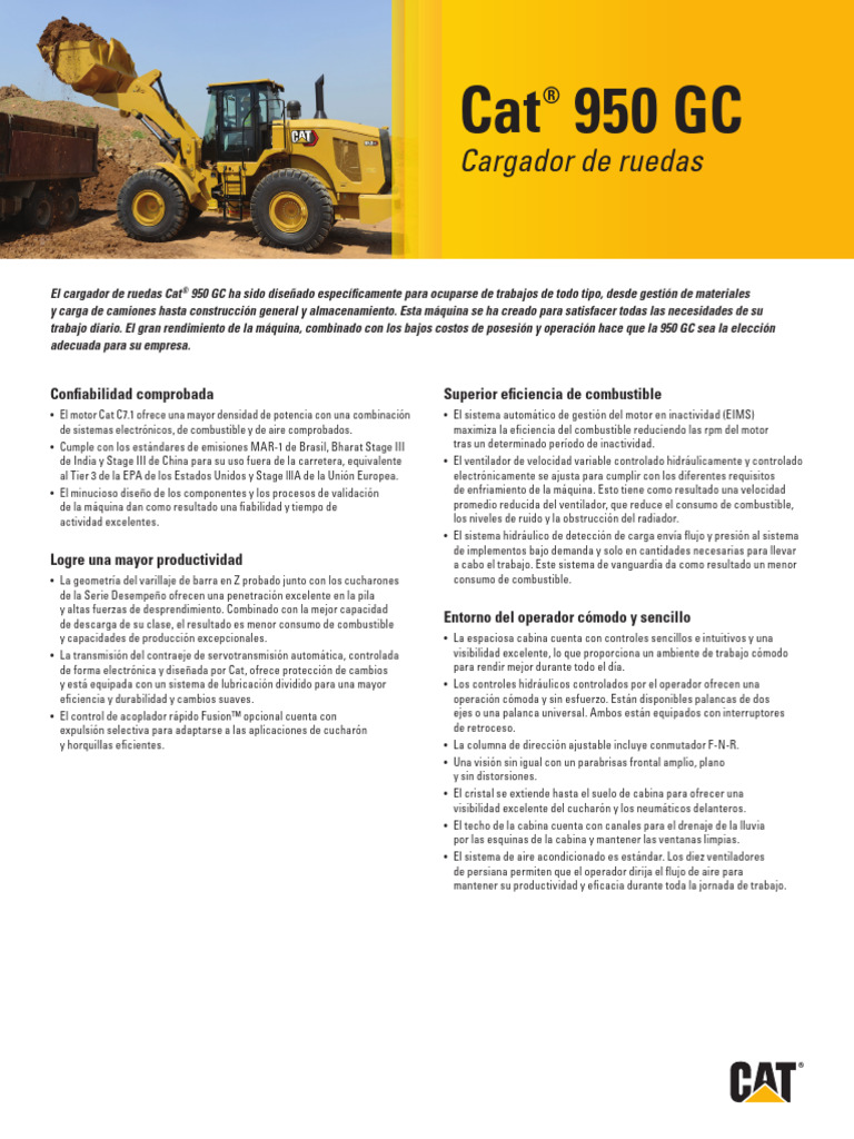 950 GC Ficha Tecnica | PDF | Rodamiento (Mecánico) | Camión