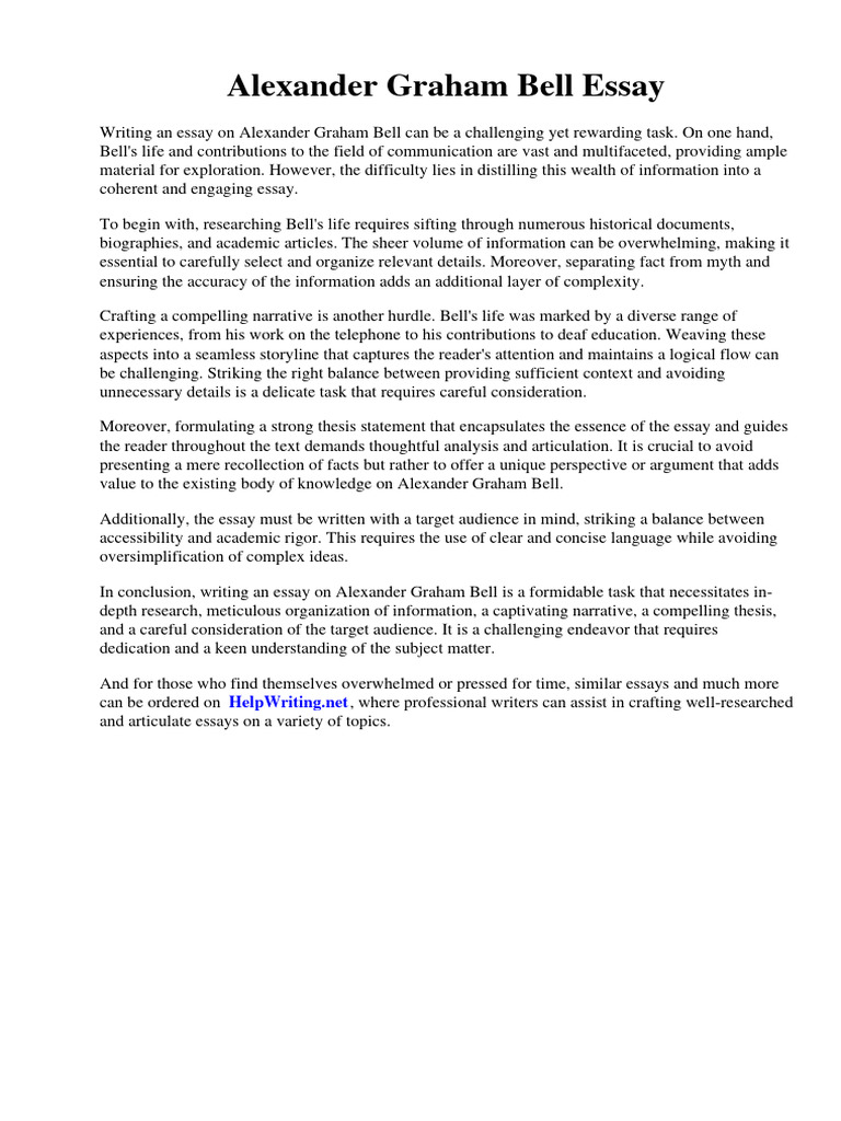 Alexander Graham Bell Essay | PDF | Economic Growth | Epic Of Gilgamesh