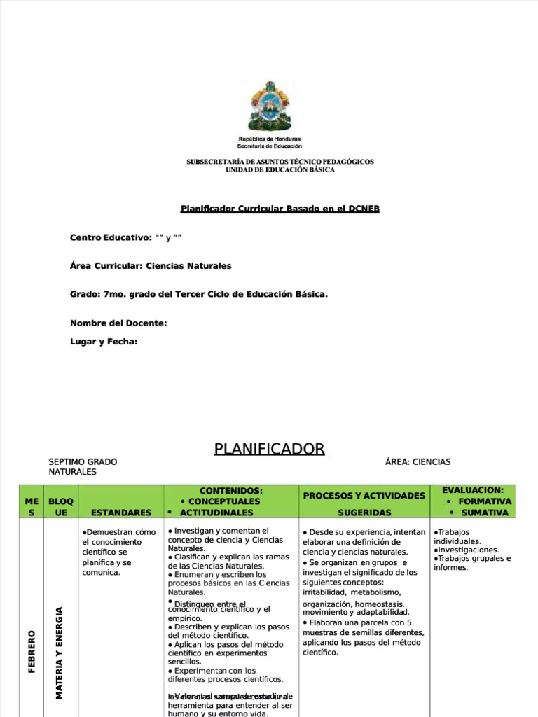 PDF Planificadores CCNN Septimo Grado - Compress | PDF