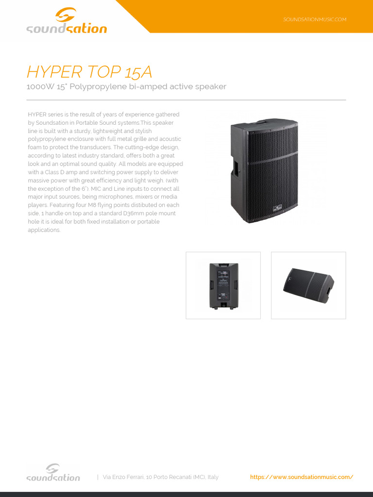 Datasheet HYPER TOP 15A | PDF | Loudspeaker | Microphone