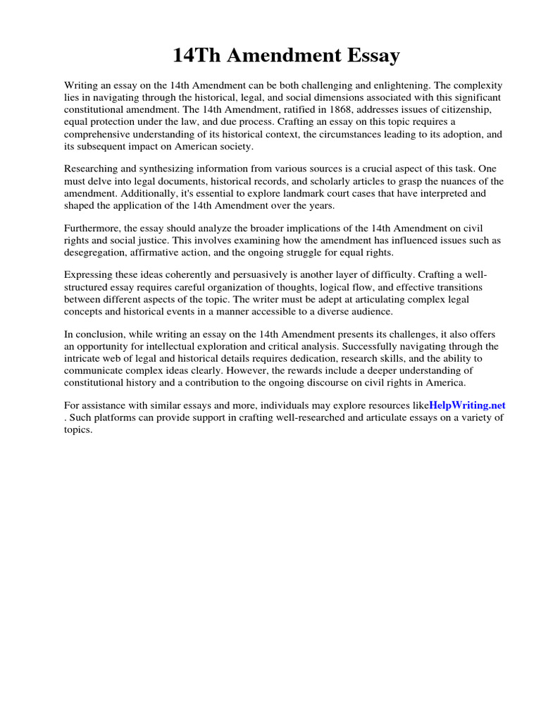 14Th Amendment Essay | PDF | Joseph Stalin | Gospel Of Matthew