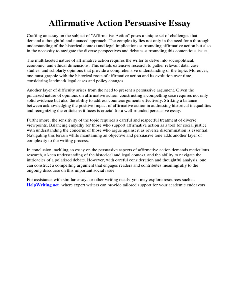 Affirmative Action Persuasive Essay | PDF | Guitars | Force