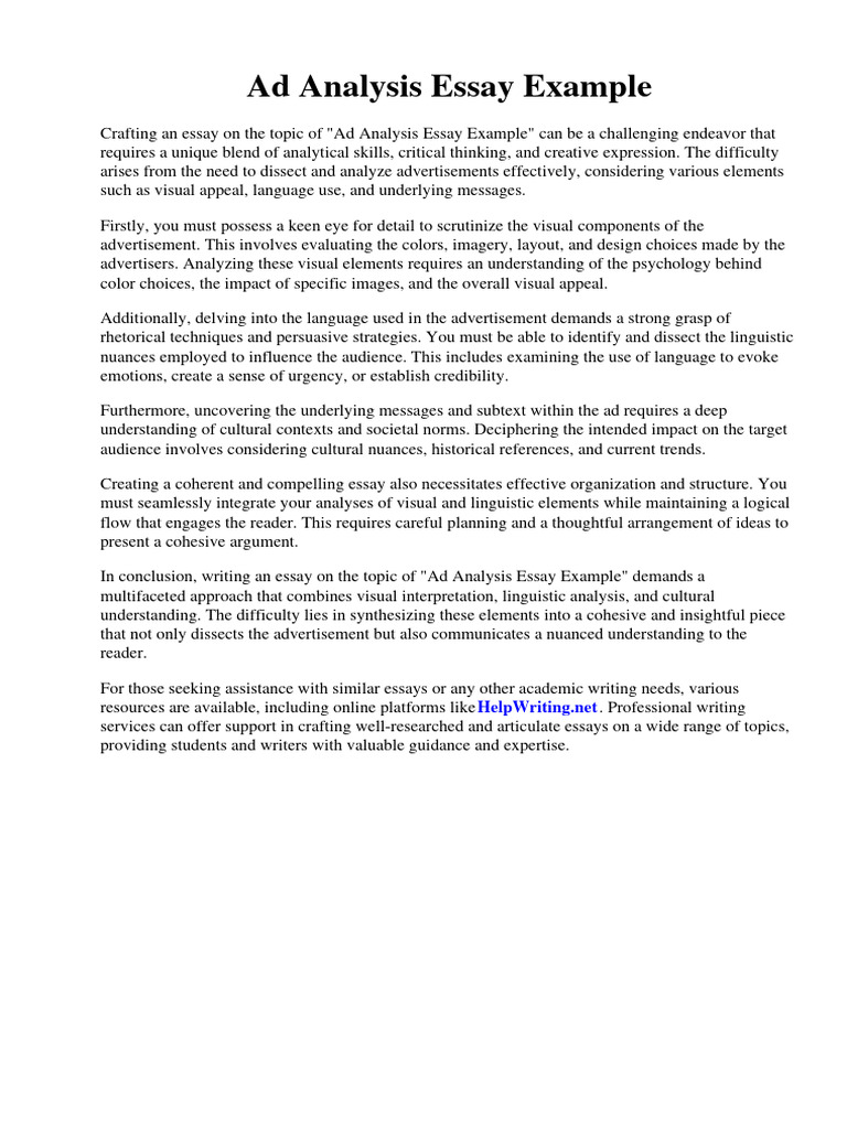Ad Analysis Essay Example | PDF | Myelin | Microsoft Windows