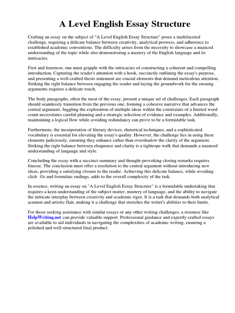 A Level English Essay Structure | Download Free PDF | Refugee ...