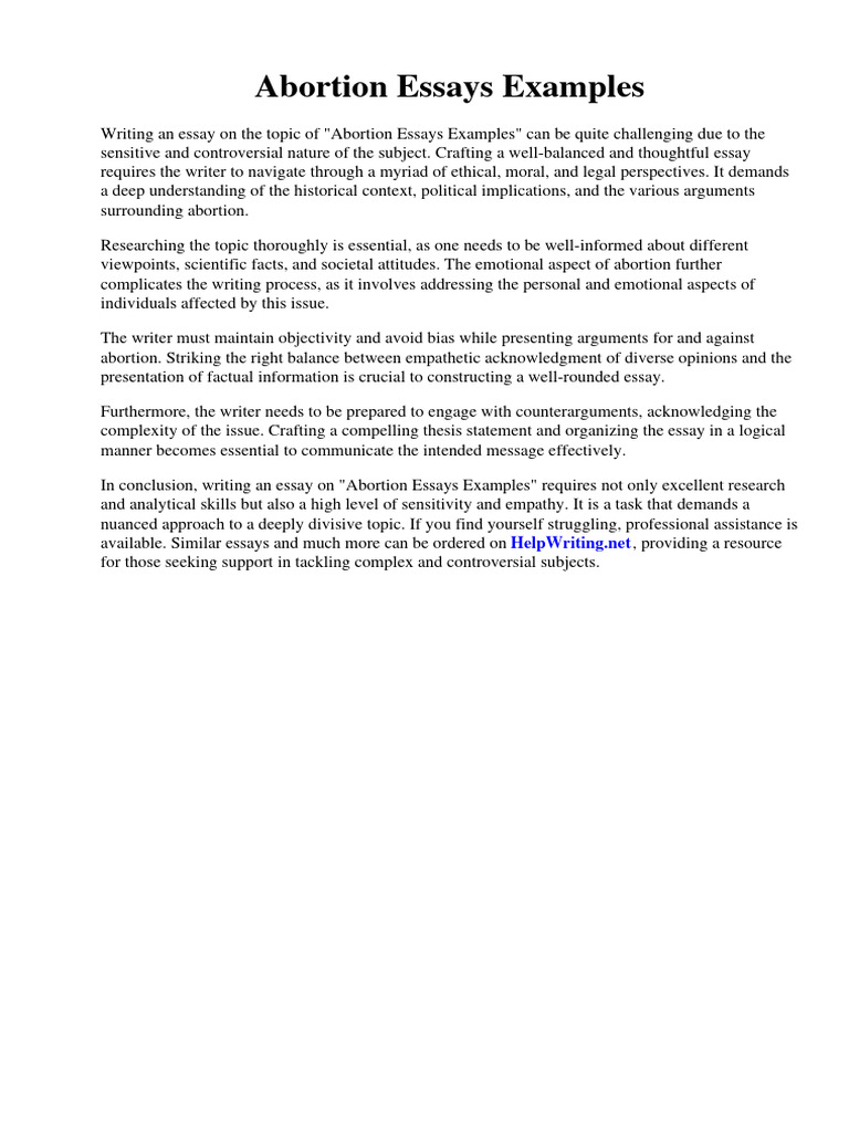Abortion Essays Examples | PDF | Heart