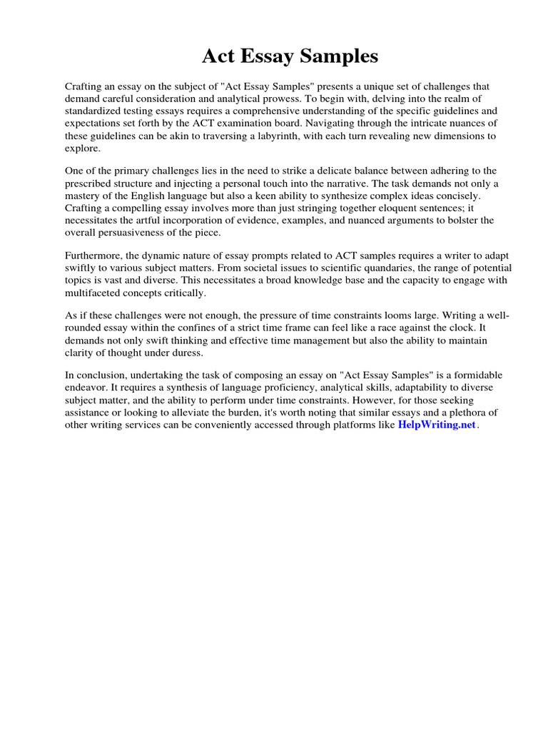 Act Essay Samples | PDF | Human Development Index | Copyright Infringement