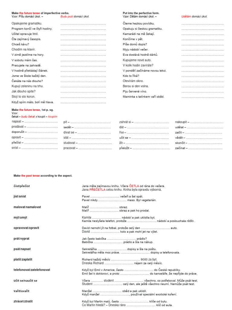 Imperf X Perf Verbs | PDF
