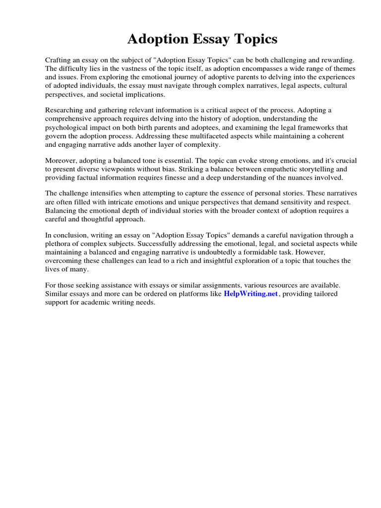 Adoption Essay Topics | PDF | Cannabis (Drug) | Surrogacy