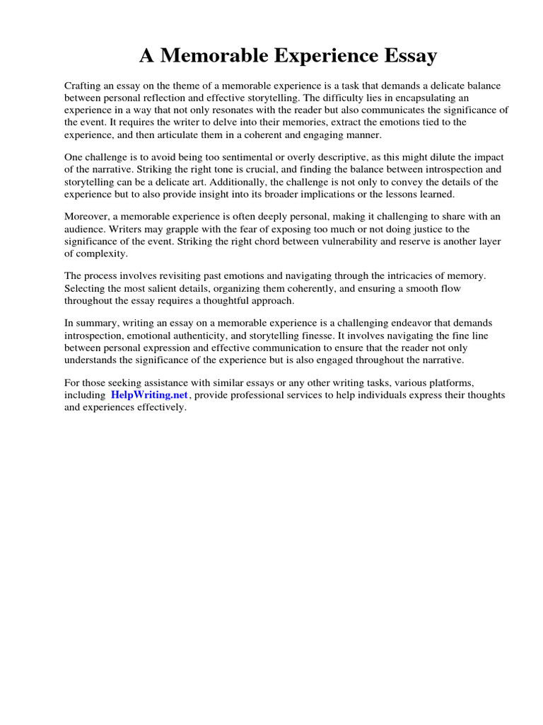 Writing a Memorable Experience Essay | PDF | Transportation Security ...