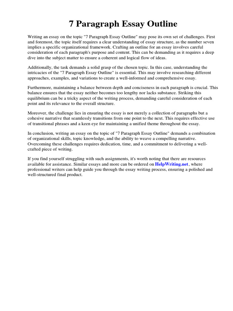 7 Paragraph Essay Outline | PDF | Cost Of Living | Obesity