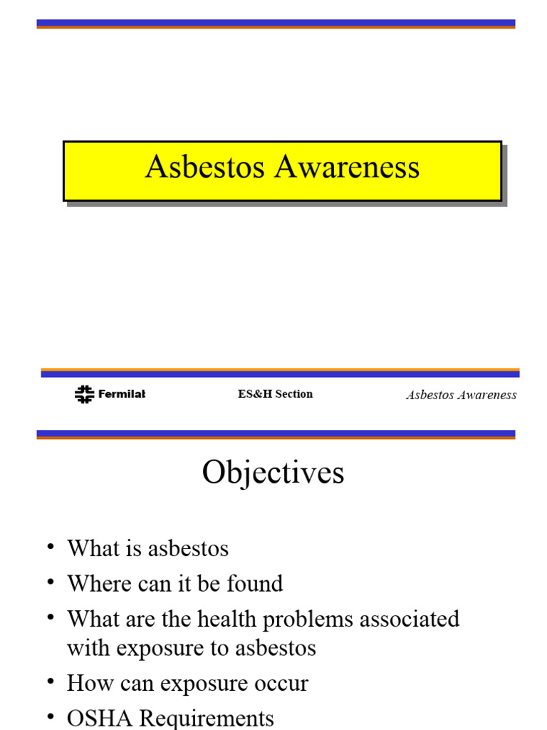 Asbestos Awareness ES&H (Rev4) - 1 | PDF | Asbestos | Materials
