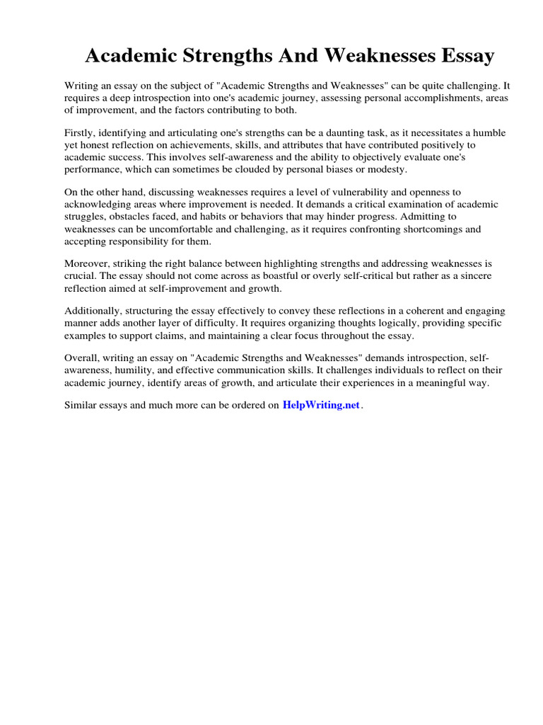 Academic Strengths and Weaknesses Essay | PDF | Respiratory System ...