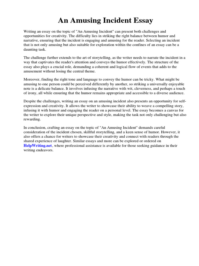 An Amusing Incident Essay | PDF