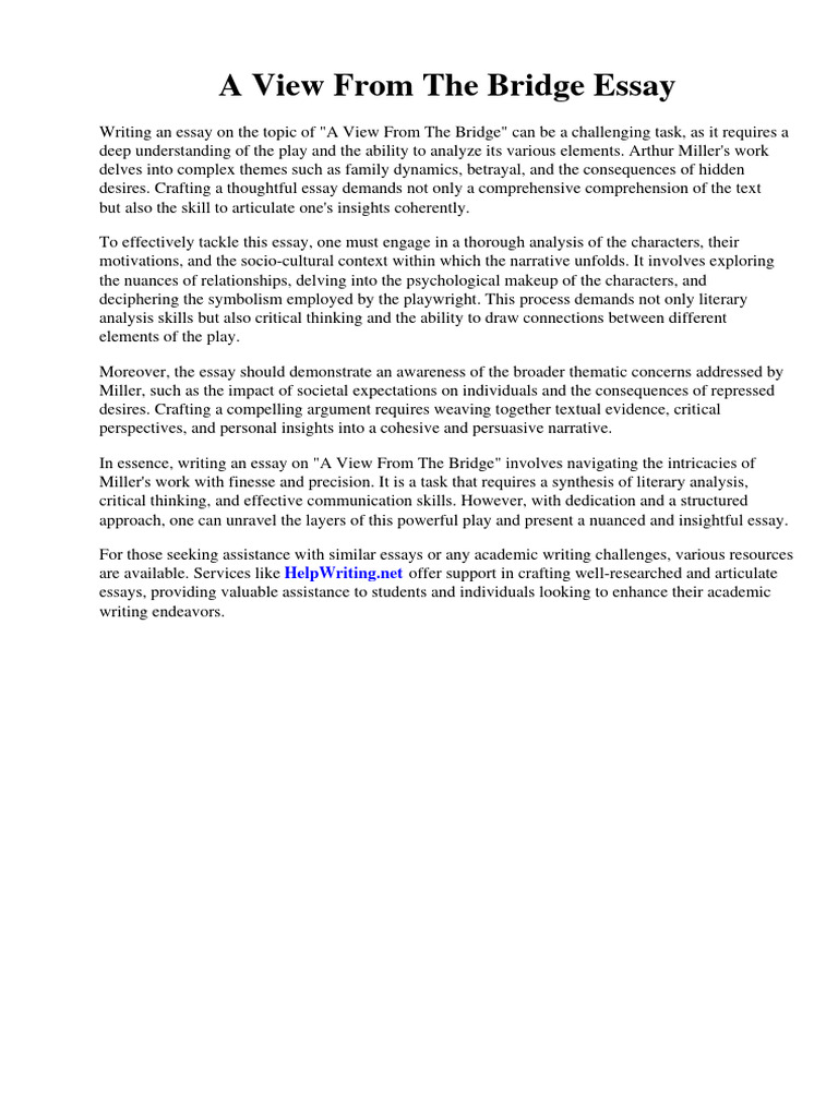 A View From The Bridge Essay | PDF | Wright Brothers