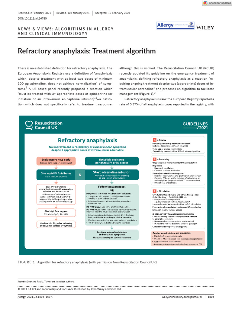 Refractory Anaphylaxis, Treatment Algorithm.2021 | Download Free PDF ... Refractory Anaphylaxis, Treatment Algorithm.2021 | Download Free PDF ...
