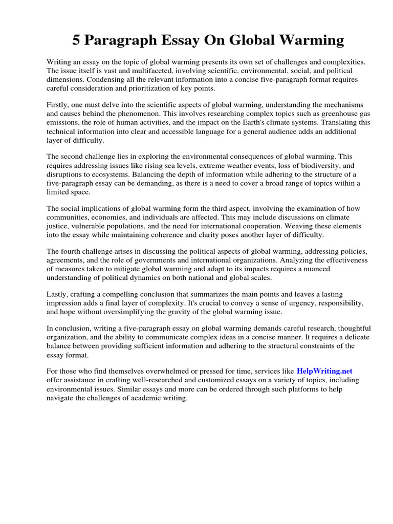 5 Paragraph Essay On Global Warming | PDF | Climate Change | Monkey