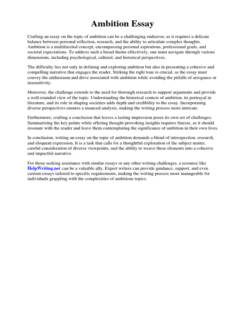 Ambition Essay | PDF