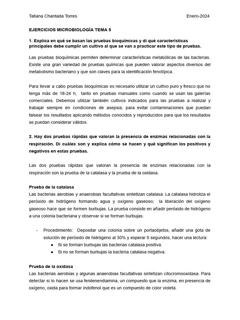 Ejercicios Tema 5 Microbiología | PDF | Las bacterias | Microbiología