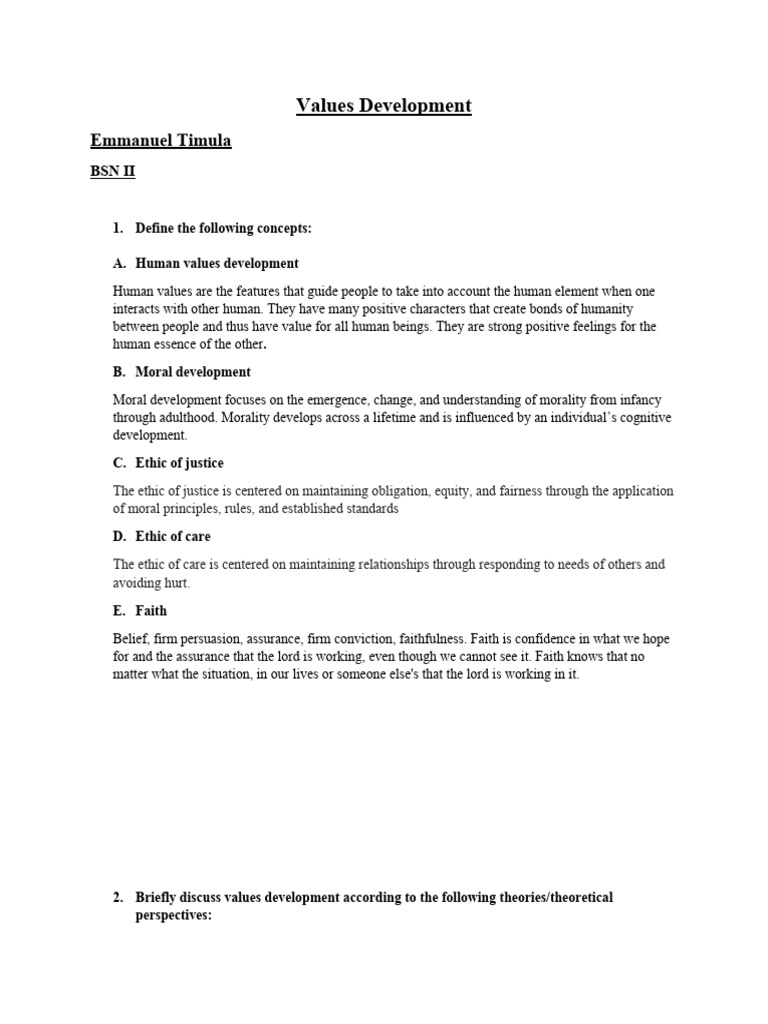 Values Development | Download Free PDF | Morality | Cognitive Psychology