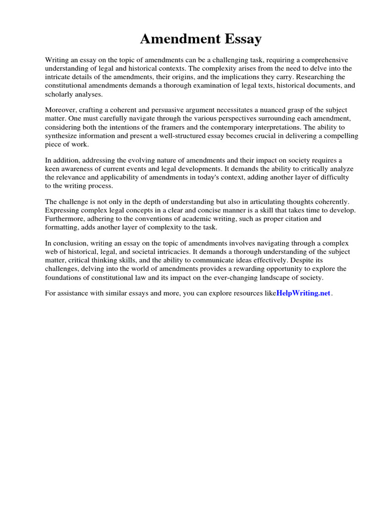 Amendment Essay | PDF | Atmosphere Of Earth | Adam And Eve