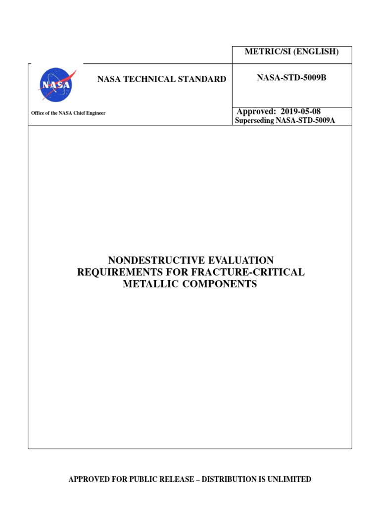 Nasa STD 5009b | PDF | Nondestructive Testing | Fracture Mechanics