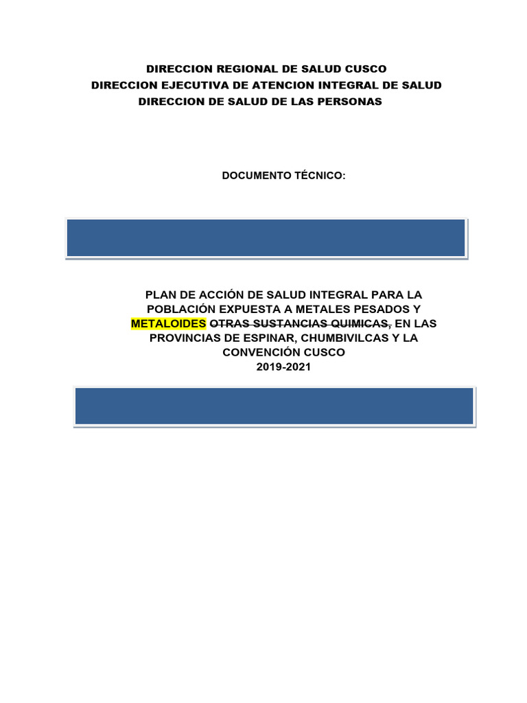 Plan-Mp-Diresa - Cusco - 2019-2021 Con Indice Final | PDF | Arsénico ...