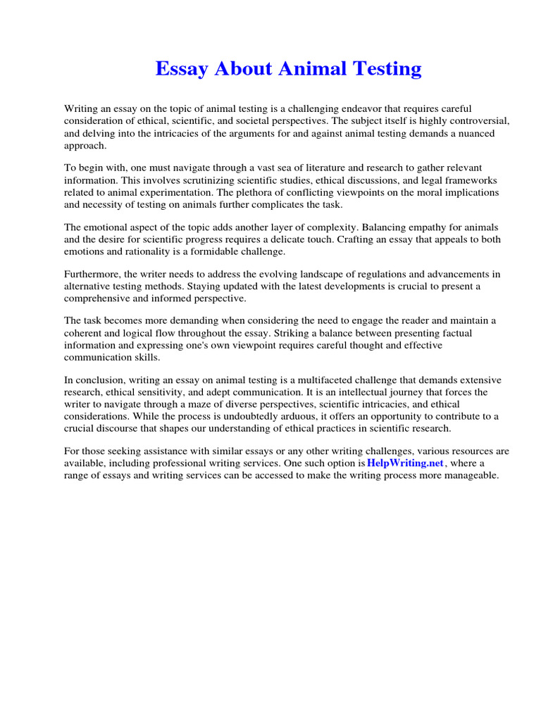 Essay About Animal Testing | PDF | The Tempest | Essays
