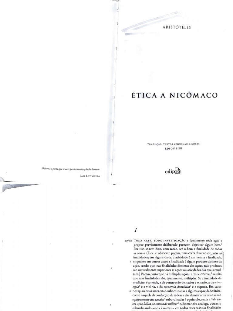 Aristoteles - Etica A Nicomaco - I 1-10 | PDF | Science | Aristóteles