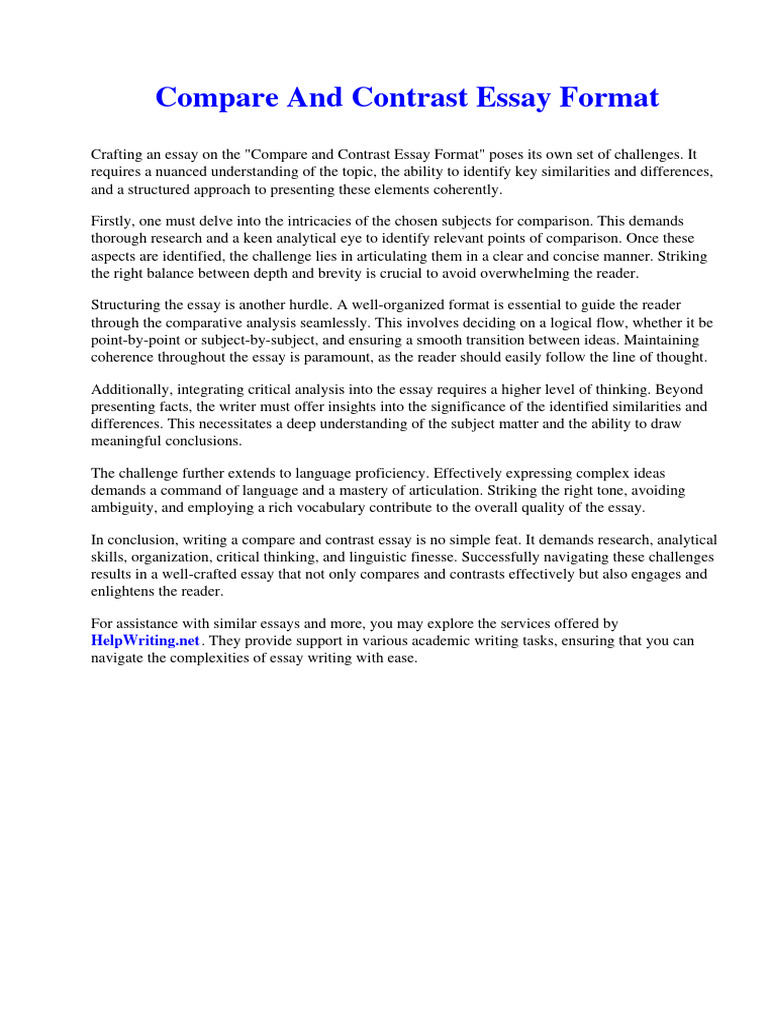 Compare and Contrast Essay Format | PDF | Hip Hop Music | Essays
