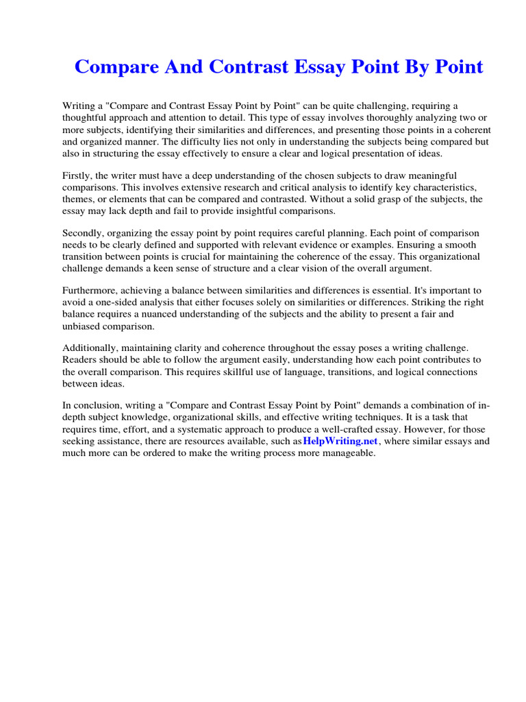 Compare and Contrast Essay Point by Point | PDF | Essays | Polygamy