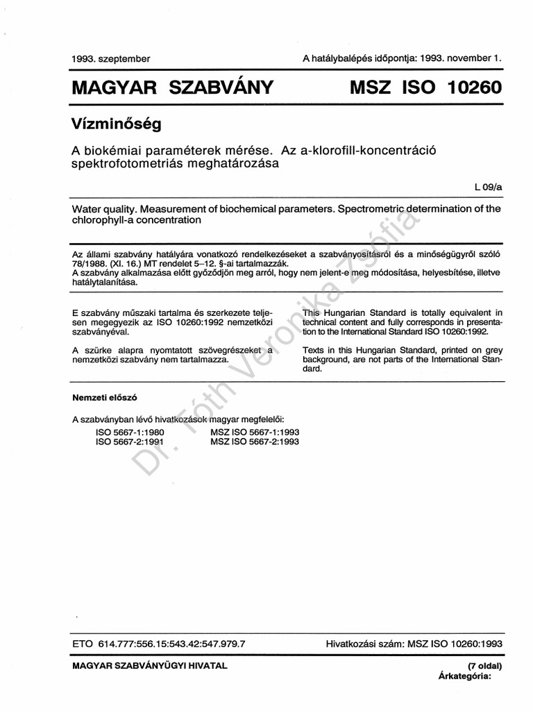MSZ Iso 10260 1993 Hungarian | PDF