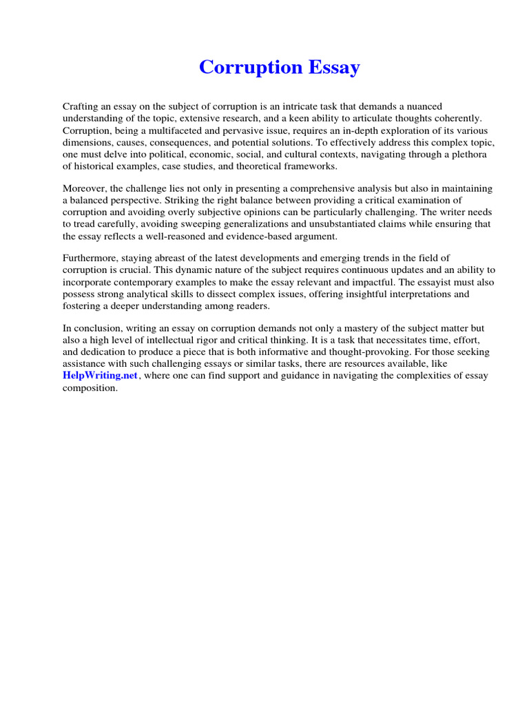 Corruption Essay | PDF | Essays | Multiculturalism