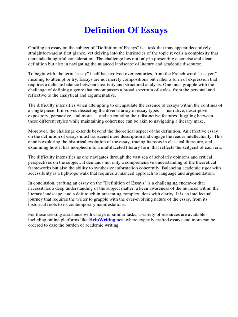 Definition of Essays | Download Free PDF | Essays