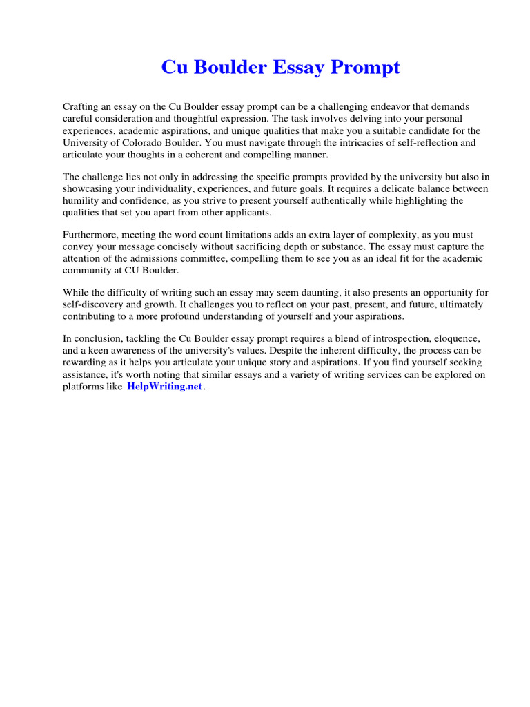 Cu Boulder Essay Prompt | Download Free PDF | Attachment Theory