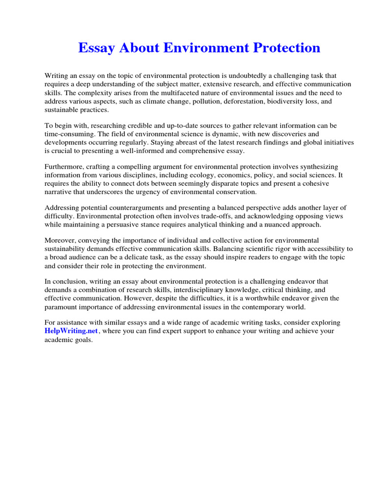 Essay About Environment Protection | PDF | Drug Enforcement ...