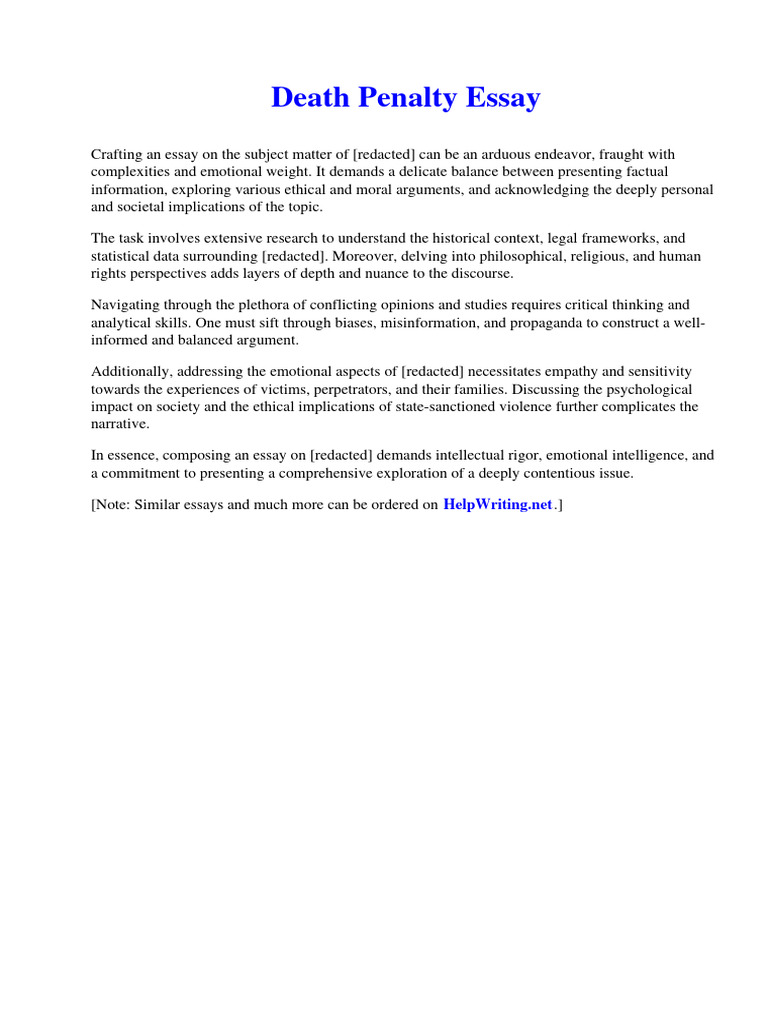 Death Penalty Essay | PDF