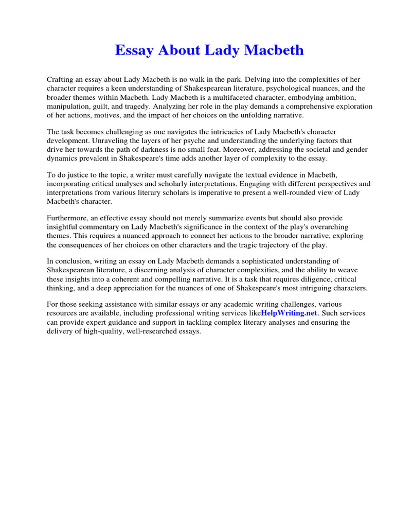 Essay About Lady Macbeth | PDF | Motivation | Motivational